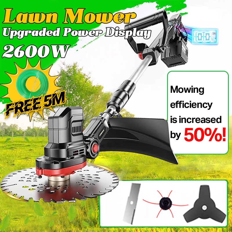 Mesin Rumput Bateri 2600W Cordless Grass Cutter Electric Grass Trimmer ...