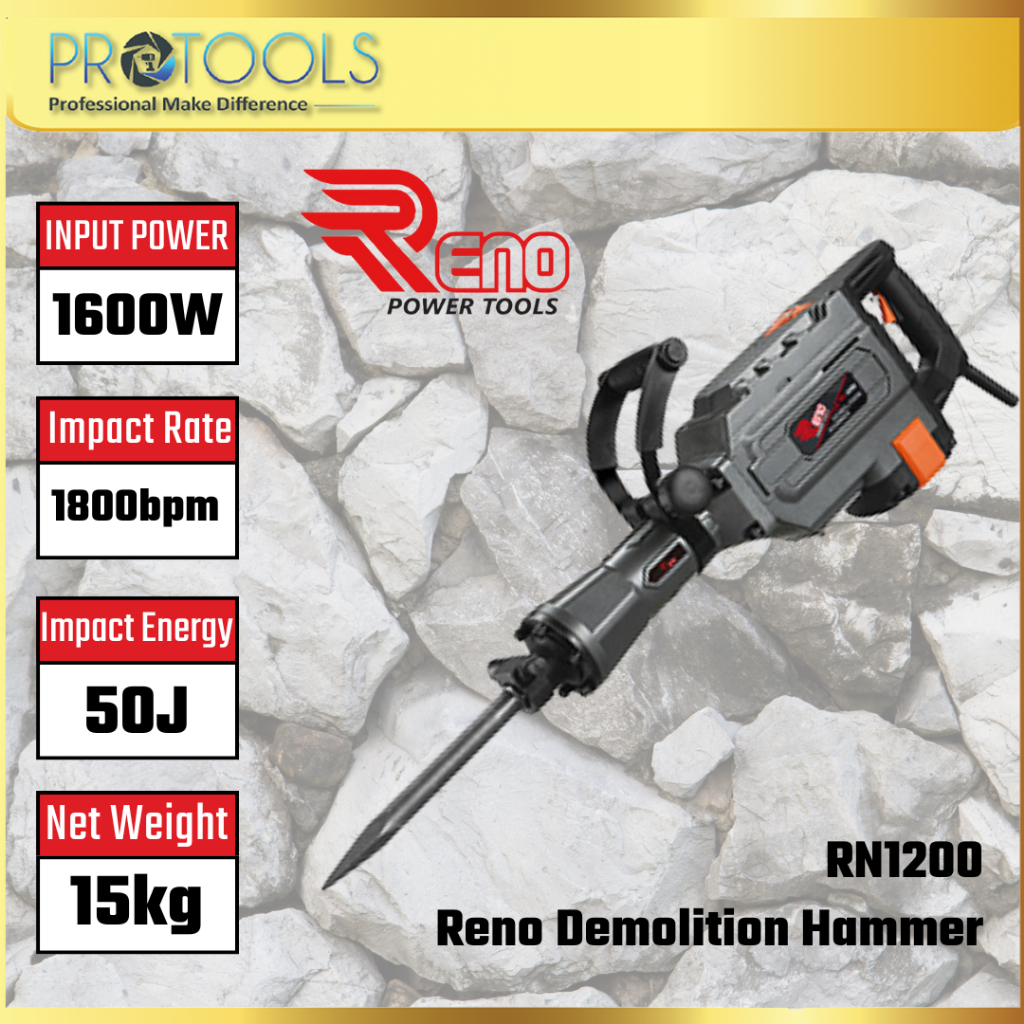 RENO RN1200 Heavy Duty Demolition Hammer Concrete Hammer Breaker Hacker ...