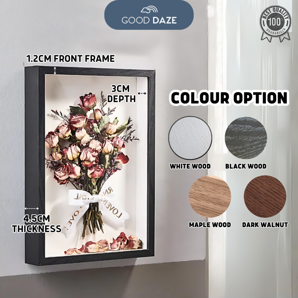 GOOD DAZE 3cm 3D Hollow Art Flower Frame Duit Hantaran Shadow Box 中空相框 ...