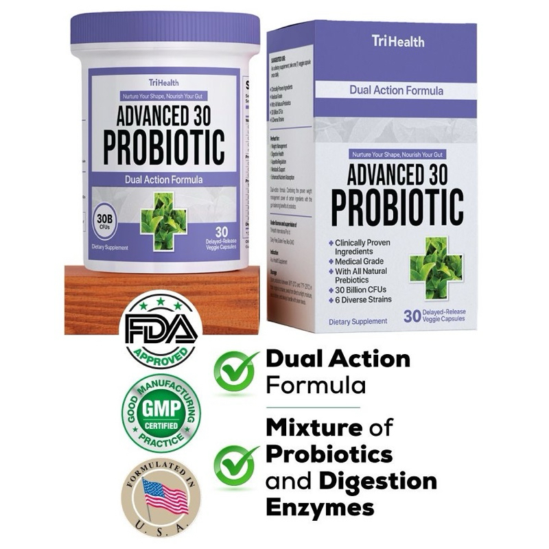 TRIHEALTH ADVANCE PROBIOTIC 30 CAPSULE DUAL ACTION FORMULA | Shopee ...