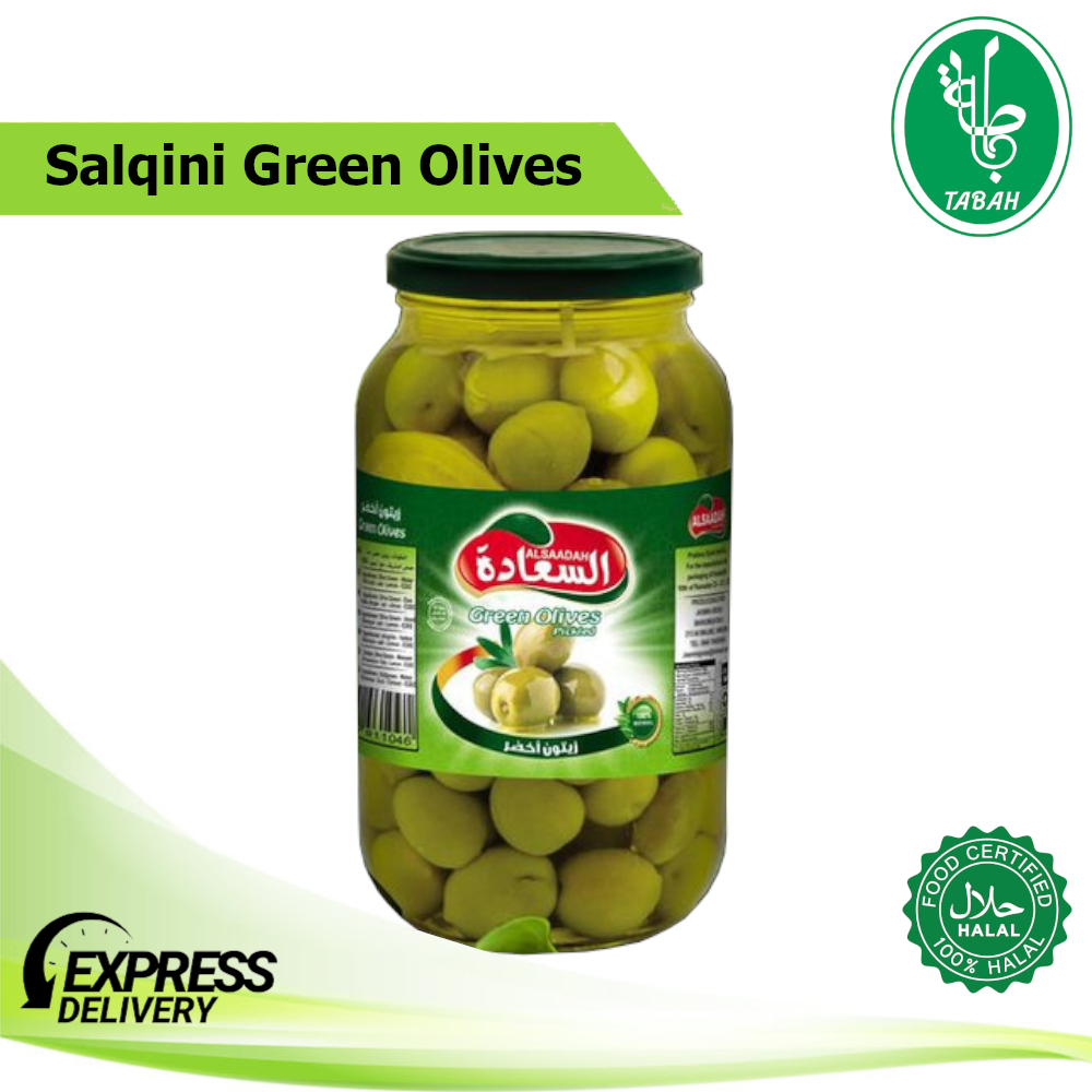660g AL SAADAH WHOLE GREEN OLIVES/SALQINI GREEN OLIVES/BUAH ZAITUN ...