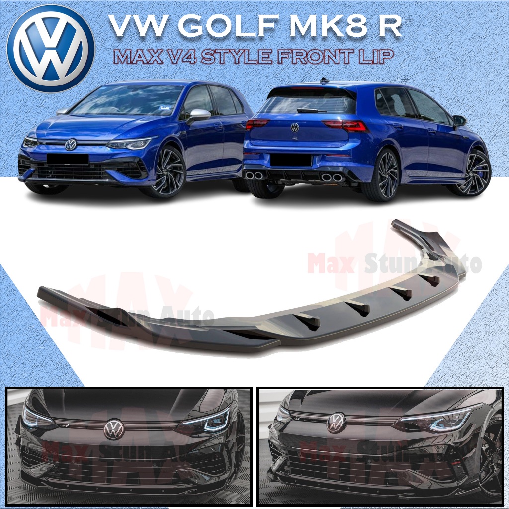 VOLKSWAGEN GOLF MK8 R MAX V4 FRONT LIP BUMPER SKIRT LIP CAR BODYKIT VW ...