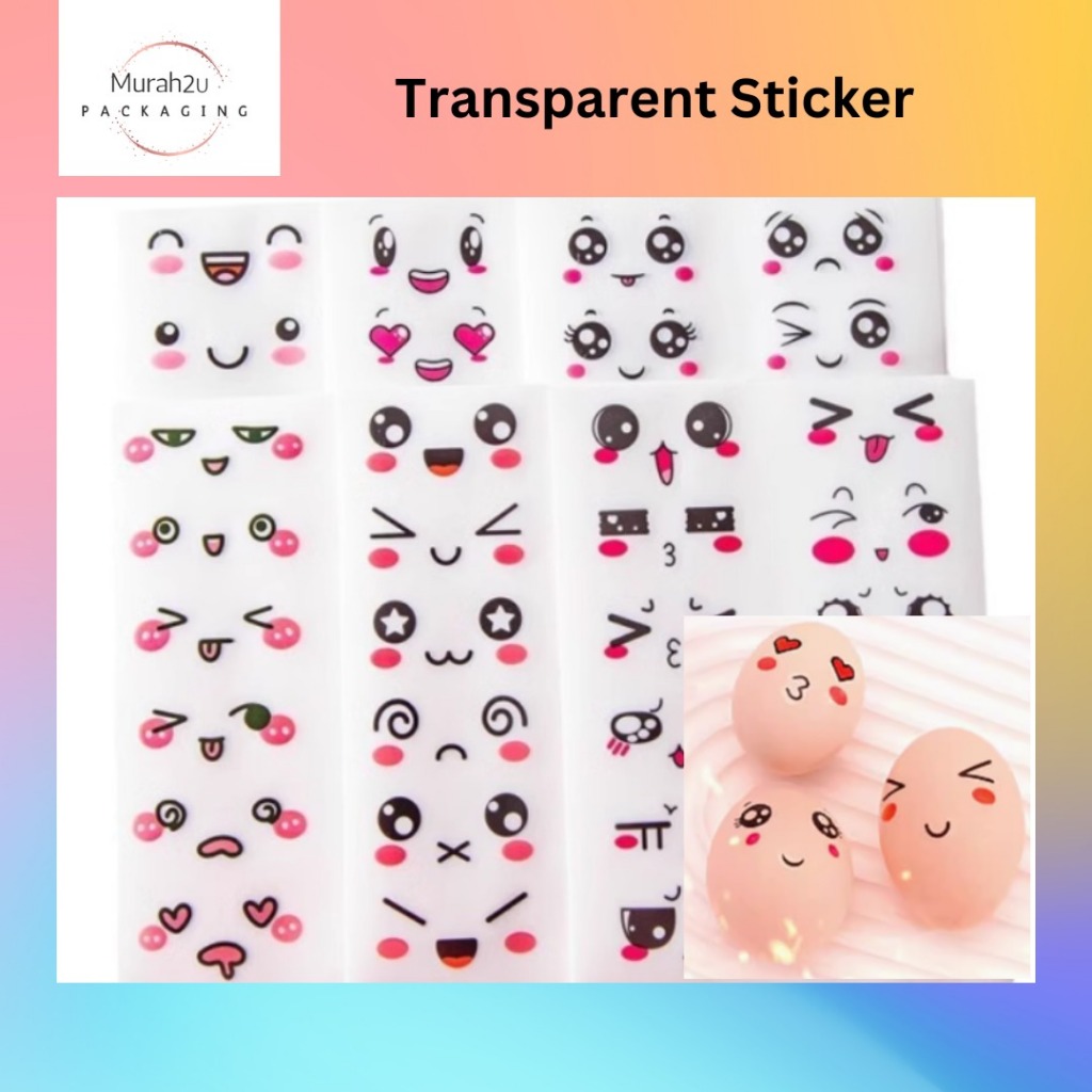 Transparent PVC Waterproof Cute Sticker / Smiley Face Emoji Sticker ...
