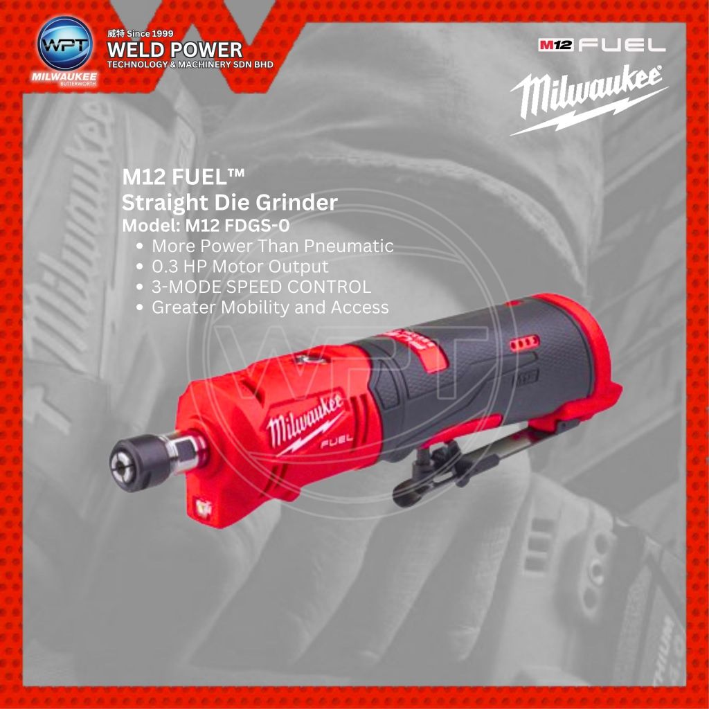 Milwaukee M12 FUEL™ Straight Die Grinder (Model: M12 FDGS-0) | Shopee ...