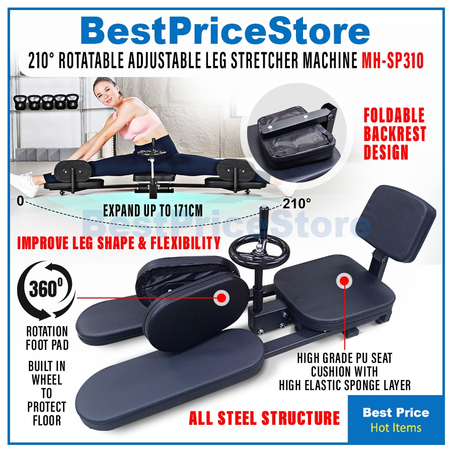 BPS 210° Degrees Leg Stretching Foldable Backrest Rotatable Leg Split ...