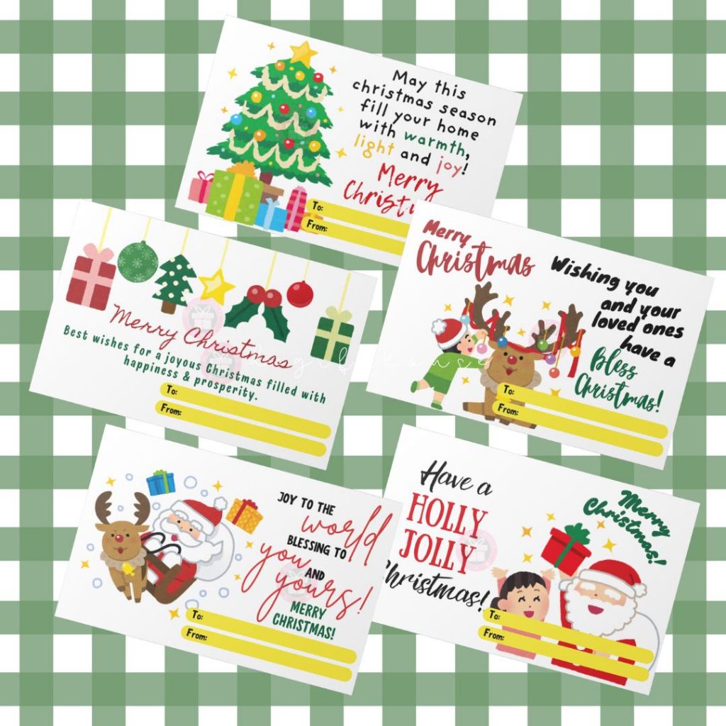 🇲🇾 🏆Hot Selling🔥 5 Design Happy Merry Christmas Cards Greeting Wishing ...