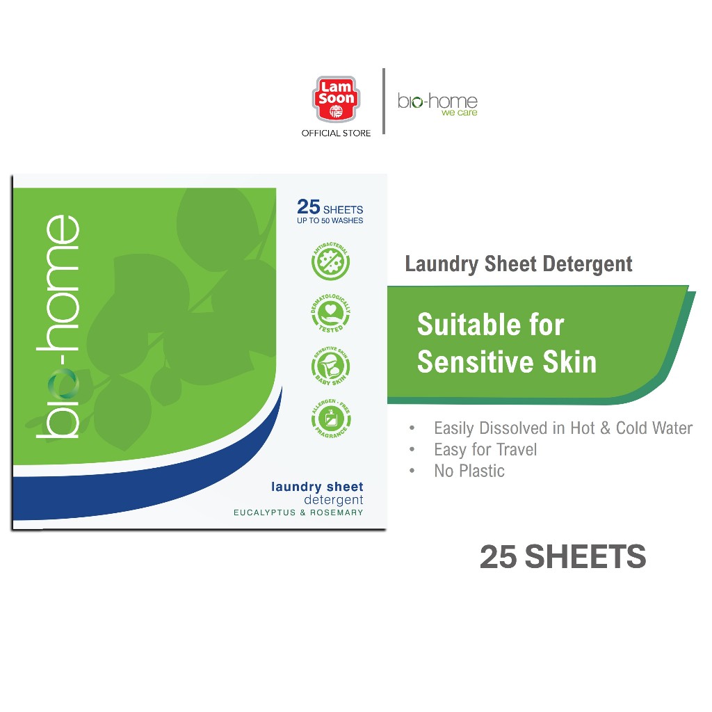 Bio-Home Laundry Sheet Detergent 25 Sheets - Eucalyptus & Rosemary | Shopee Malaysia