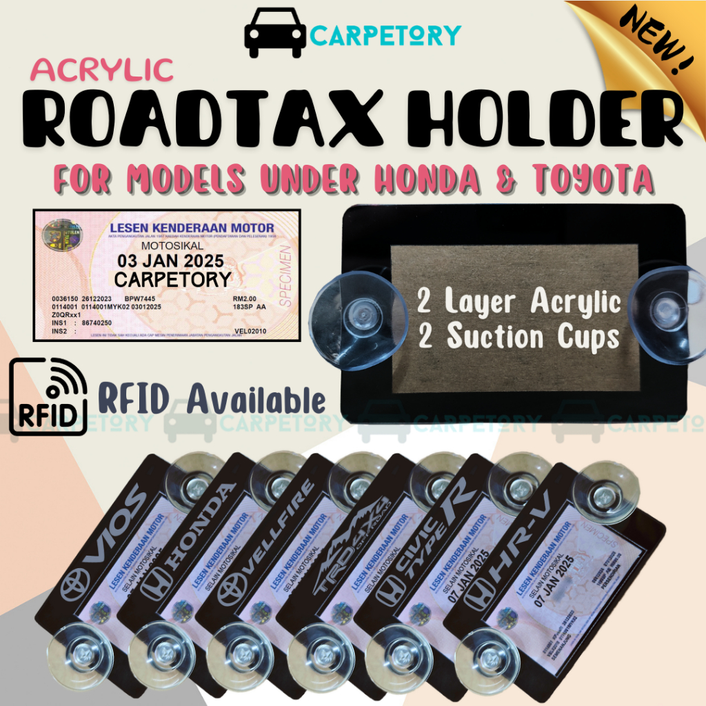 RFID HONDA TOYOTA Roadtax Holder Small New Laser Engraving Pemegang ...