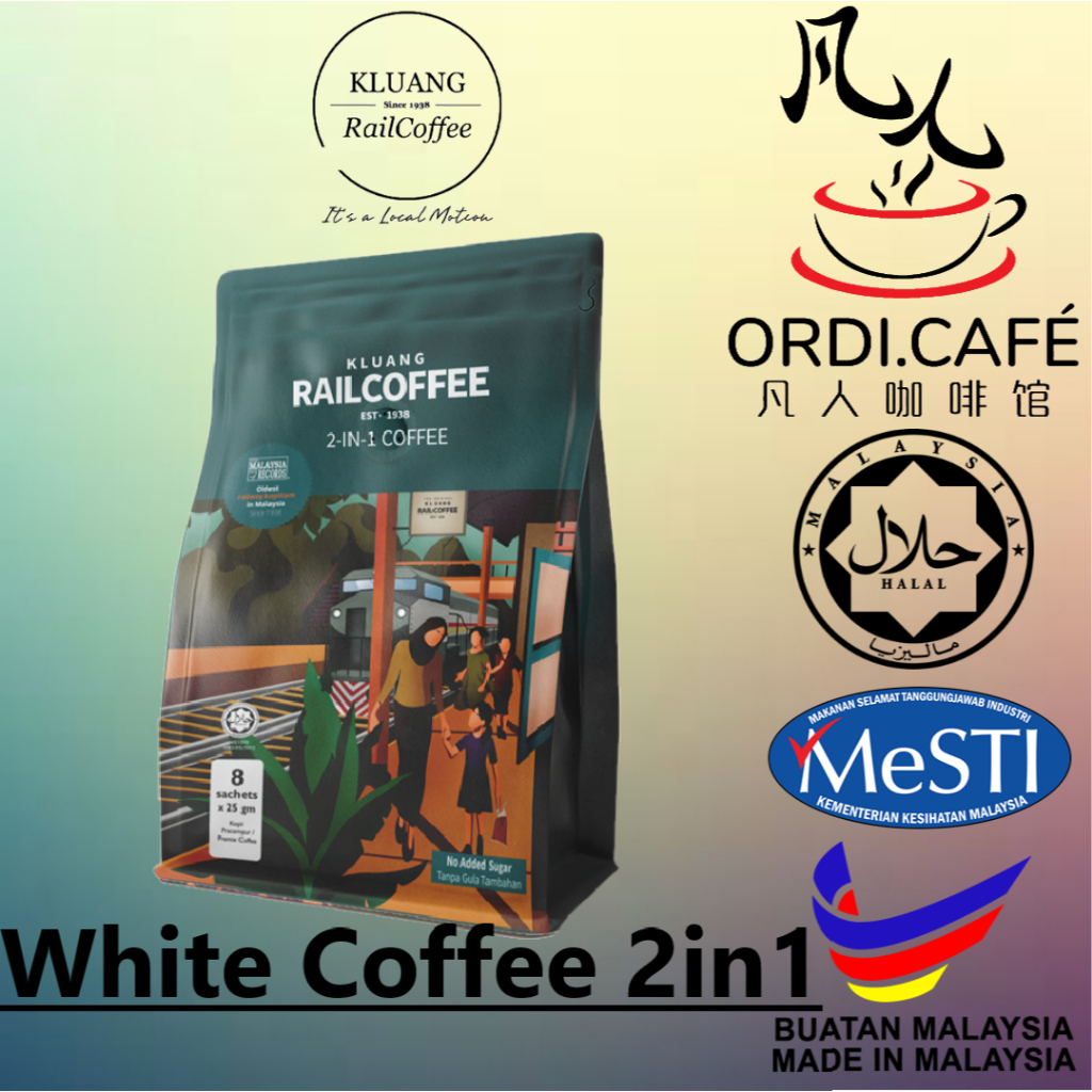 Kluang Rail Coffee 2in1 White Coffee (No Sugar Added) 8’s x 25g ...