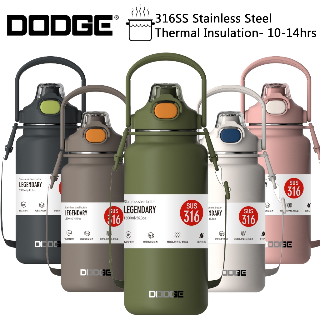 Dodge 1L/1.3L/1.6L Dual Head 316SS Stainless Steel Vacuum Flask Thermos ...