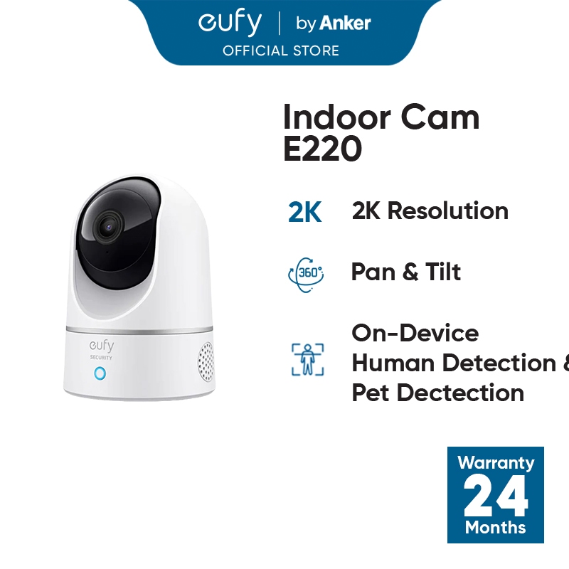 eufy E220 2K Pan and Tilt Home Security Camera for Indoor Surveillance with Human and Pet AI ...