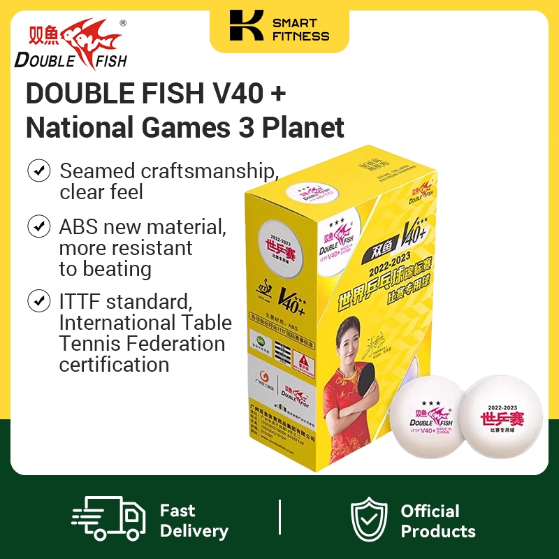 Double Fish Ball V40+ 3-Star 40mm+ gold packaging White Table Tennis Balls Training Ping Pong ...