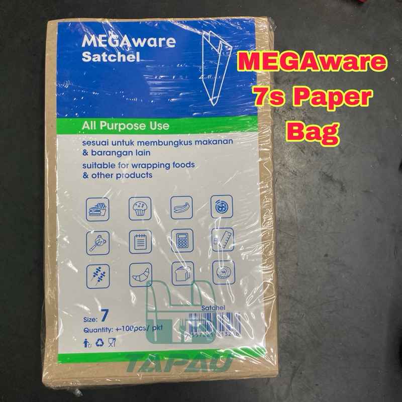 TAPAU - MEGAware Paper Bag # 7 - Brown ( 100pcs± ) Food Grade ...