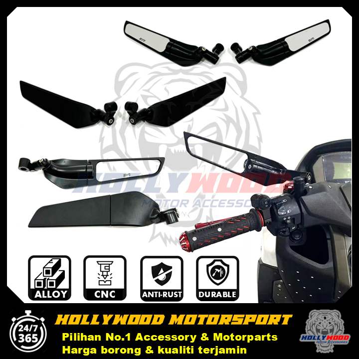 UNIVERSAL SIDE MIRROR WINGLET FULL ALLOY CNC HEAVY DUTY S2R PREMIUM ...