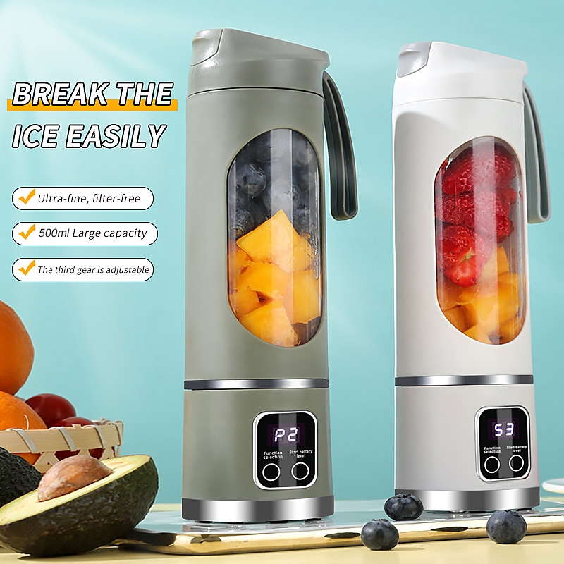 500ML Portable Juicer Blender 12 Blades Mini Juice Mixer LCD Display ...
