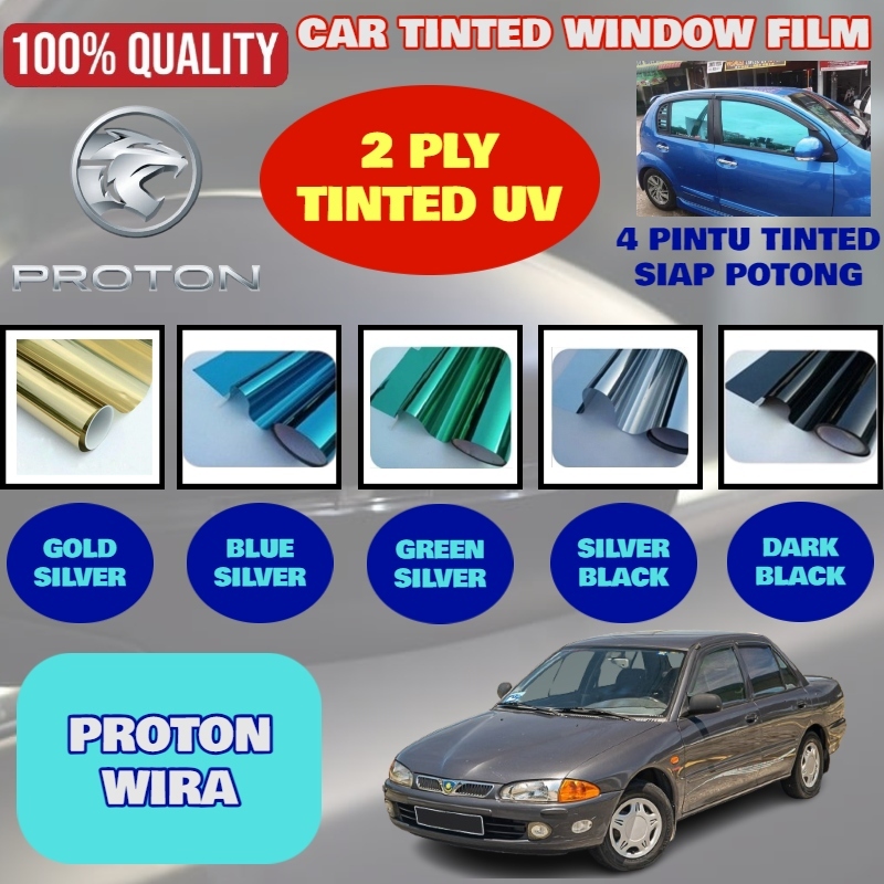Proton Wira 4 Door Tinted UV 2Ply Siap Potong Tinted Kereta Dark Black ...