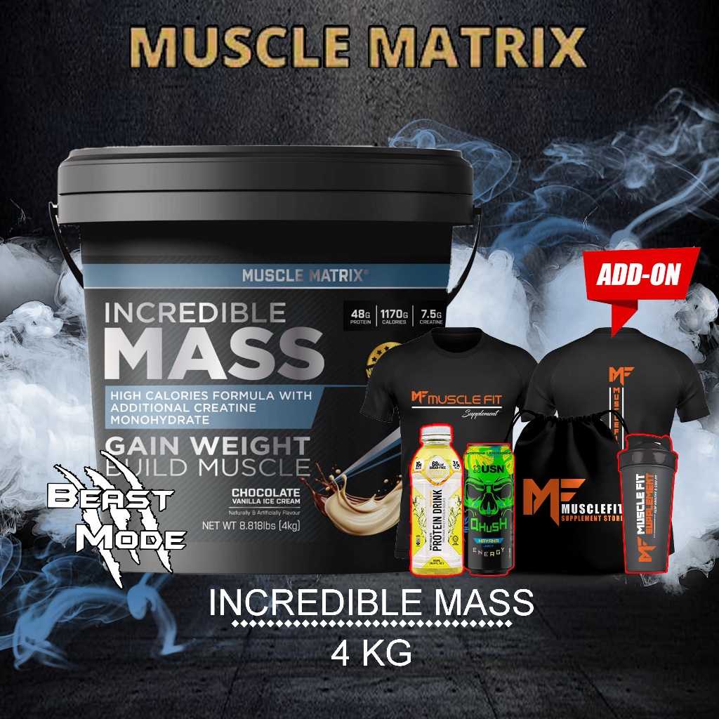 Muscle Matrix Incredible Mass Gainer Weight gain 4 kg | Shopee Malaysia