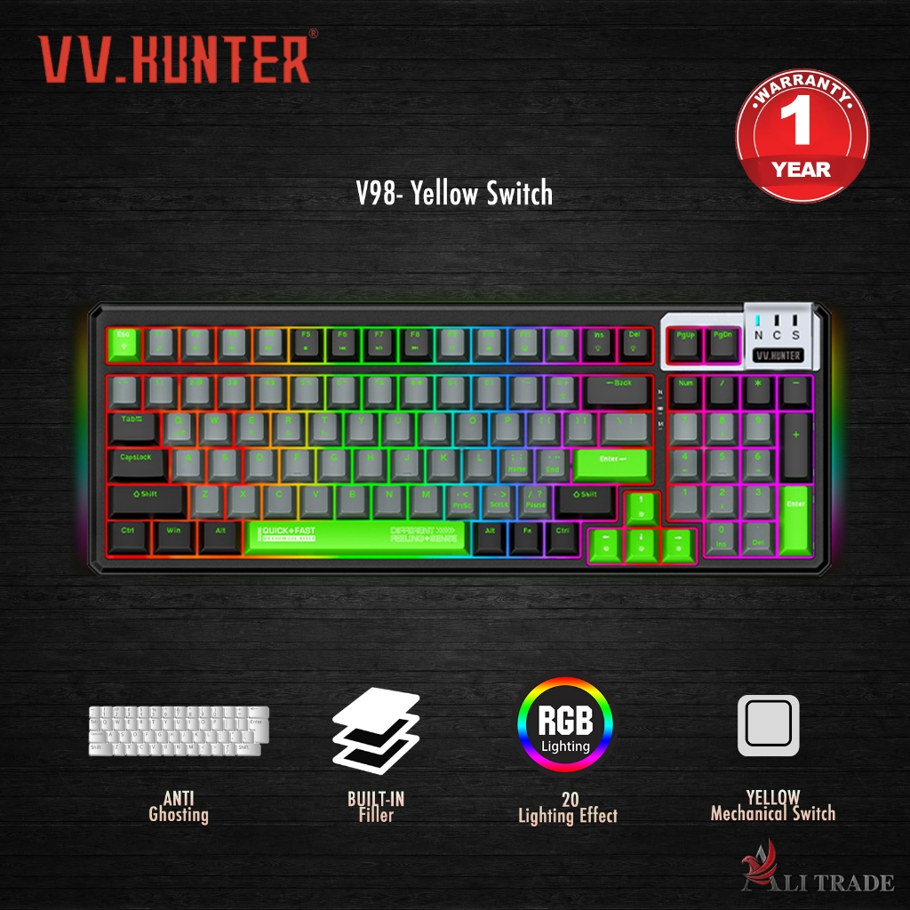 VV.Hunter V98 Gasket Yellow Switch Mechanical Gaming Keyboard | Shopee ...