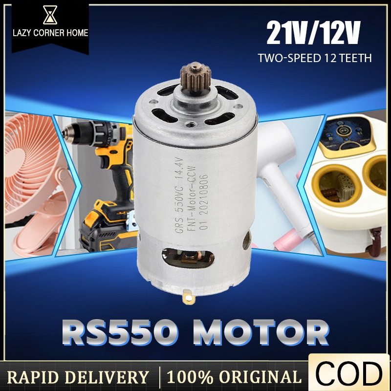 12 Teeth 10.8V/12V/14.4V/16.8V/18V/21V/25V 21500-29000RPM RS550 DC Motor for Electric Drill ...