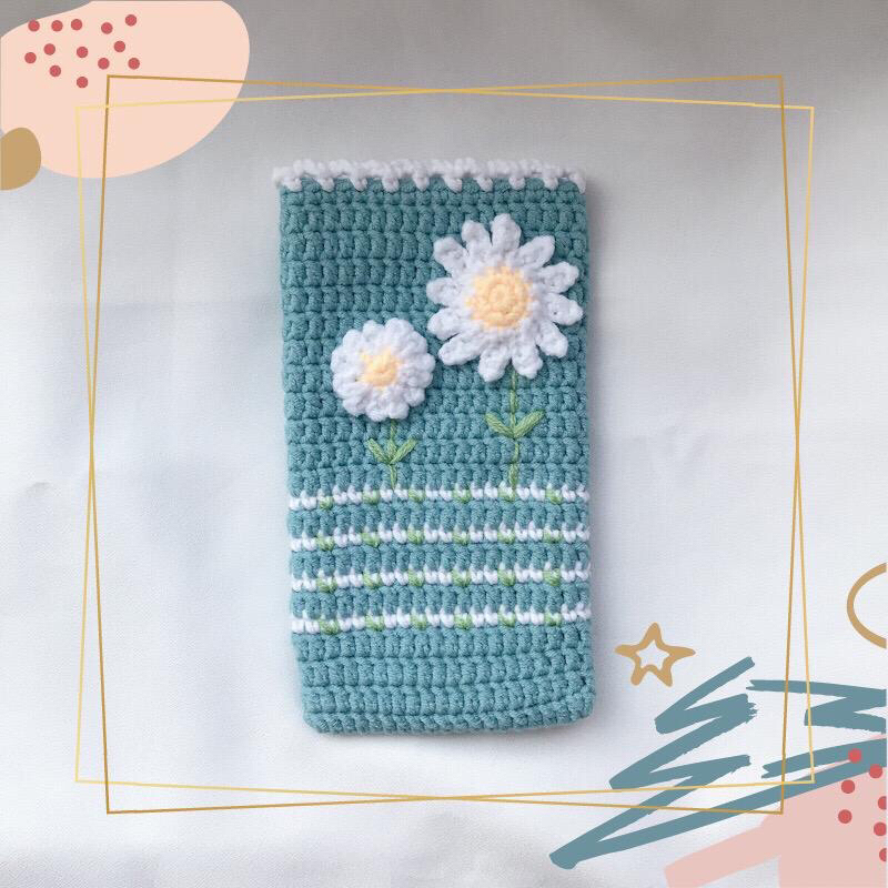 [Ready Stock] Handmade Crochet Calculator Casing Handphone 手机包 Flower ...