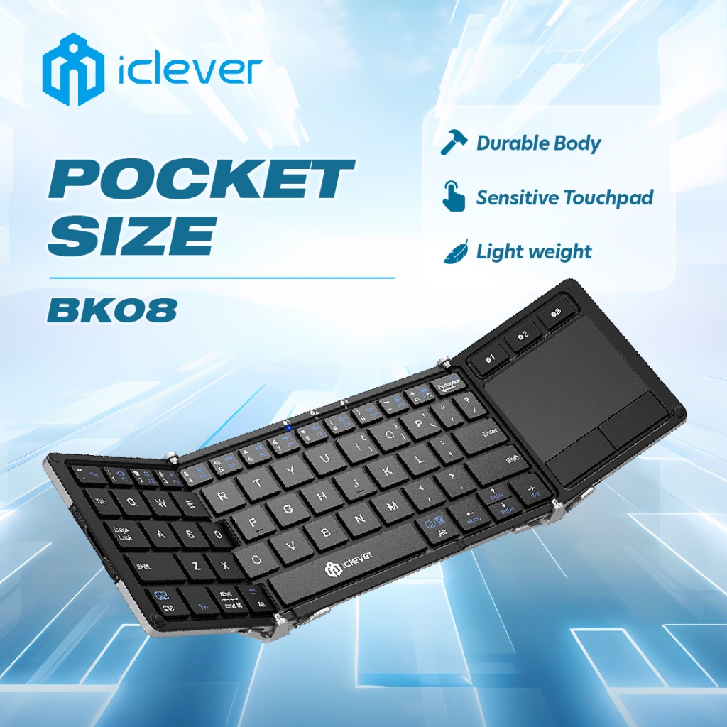 iClever BK08 Bluetooth Keyboard Type C Charging with Sensitive Touchpad ...