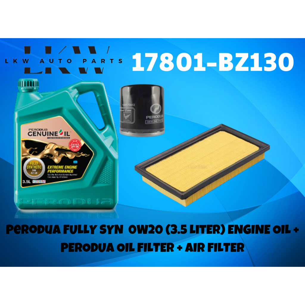 Perodua Fully Synthetic Engine Oil 0w20 3.5L + Perodua Oil Filter + Air ...