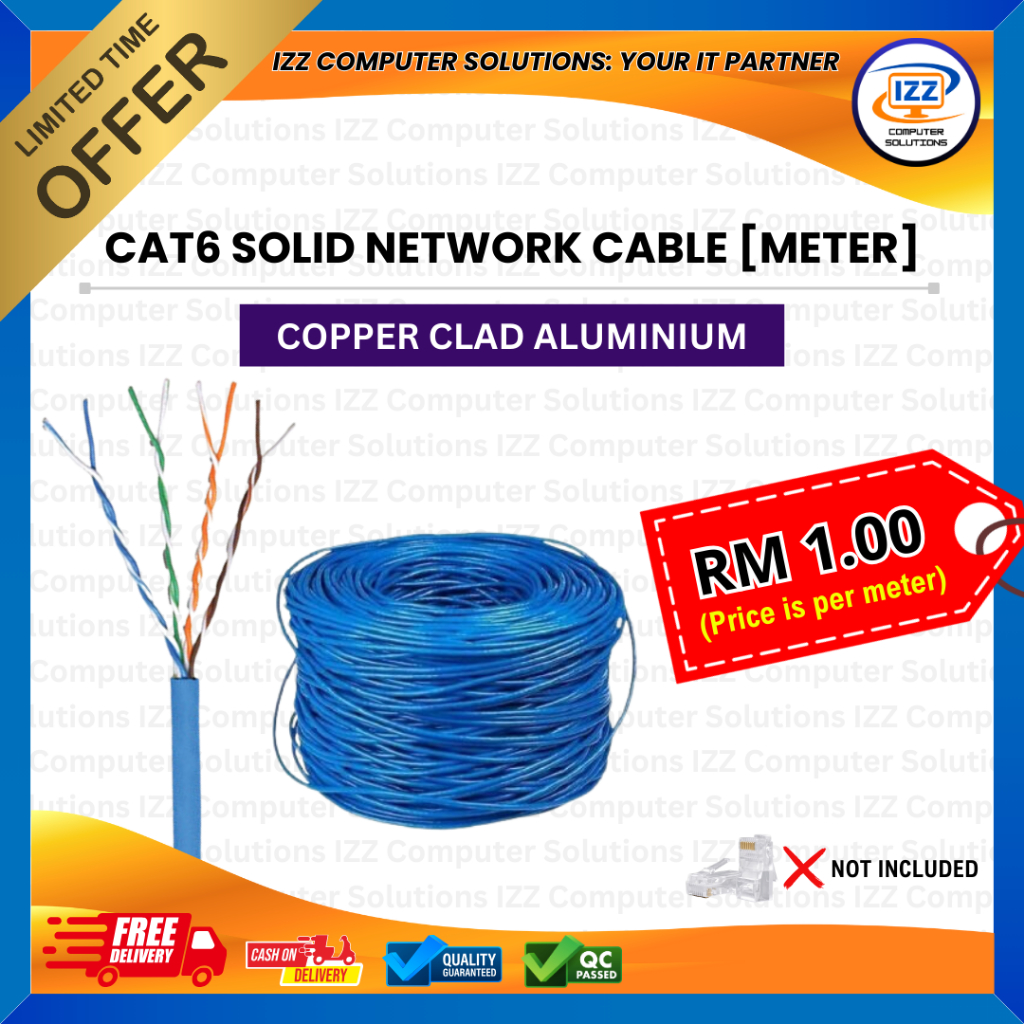 CAT6 Solid CCA 24AWG UTP Ethernet/ LAN/ Network Cable (Loose cut, No ...