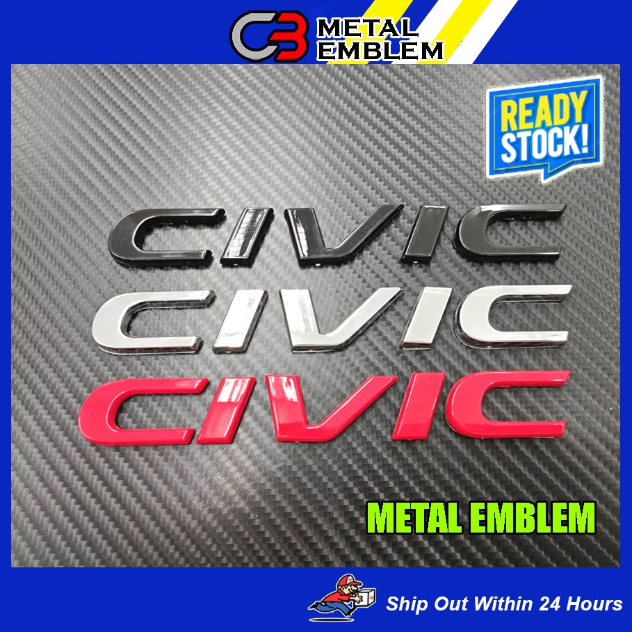 CIVIC HONDA METAL EMBLEM STICKER 3D METAL / EB38 | Shopee Malaysia
