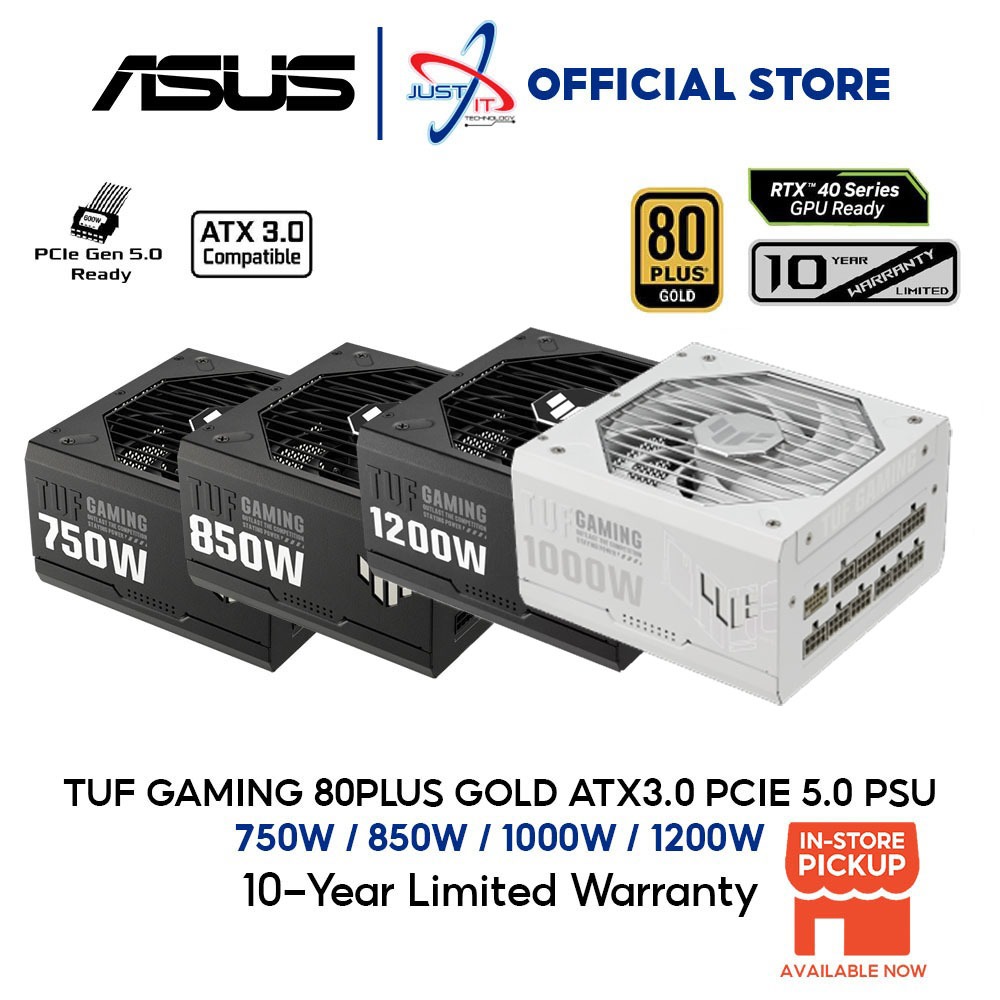 ASUS TUF GAMING 750W / 850W / 1000W / 1200W GOLD ATX3.0 PCIE5.0 80 PLUS GOLD FULL MODULAR BLACK ...
