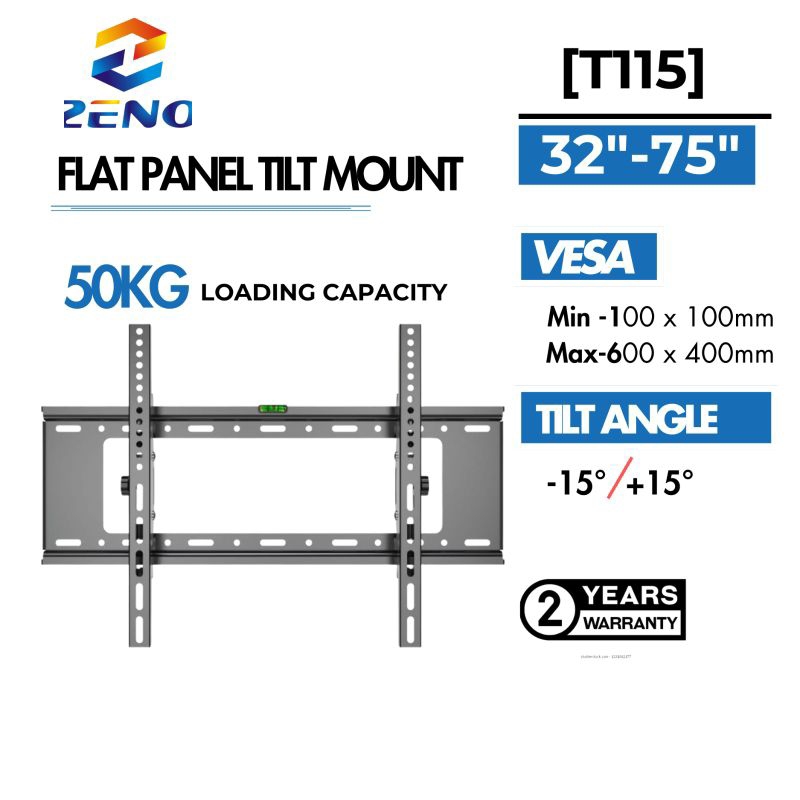Zeno T115 32"- 75" Flat Panel Tilt Mount Tilted TV Wall Mount Bracket ...