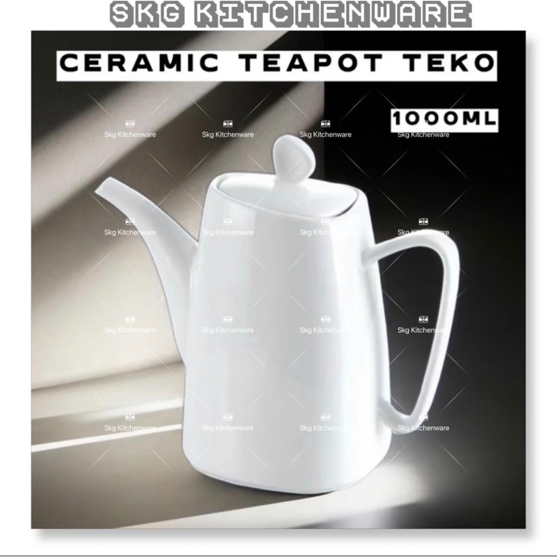 1000ML White Ceramic Italian Style Teapot Teko Putih | Shopee Malaysia