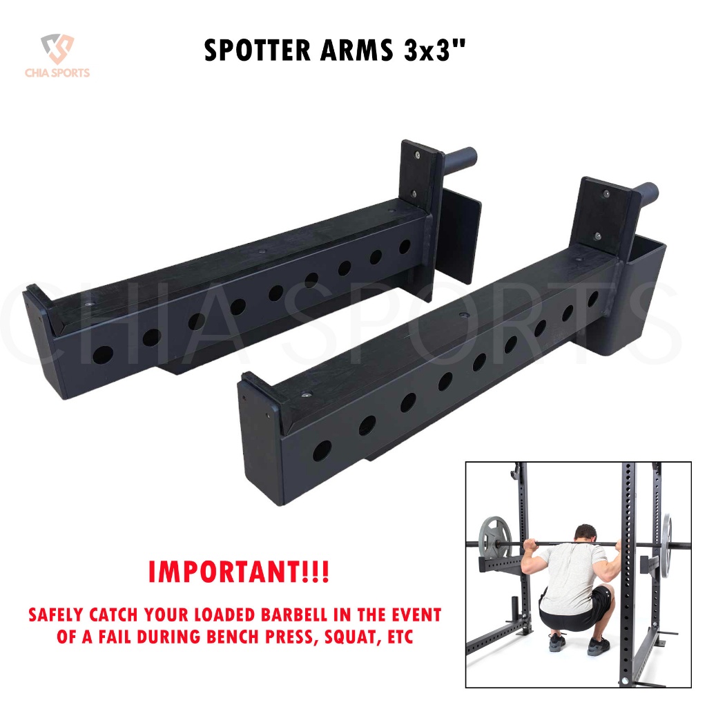 Safety Spotter Arms 75 x 75mm 3 x 3” Squat Rack Barbell Holder ...