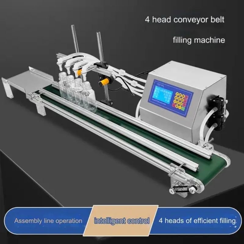 4 heads Liquid Filling Machine with Conveyor PLC control *Filling ...