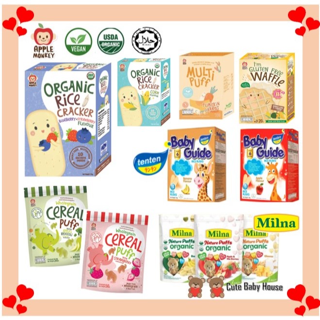 Apple Monkey / TENTEN / Milna - Organic Rice Cracker Rice Rusk ...