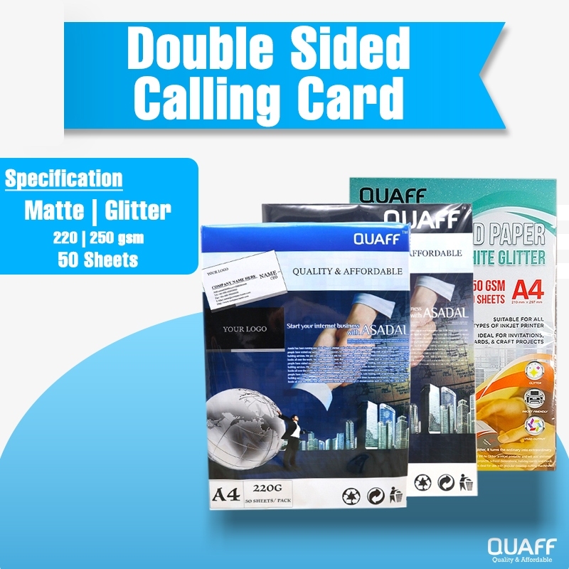 A4 Size Double Sided Matte Calling Card Paper 50 Sheets Pack Refer to ...
