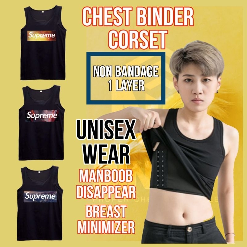 Supreme Series MEN WOMEN CHEST CORSET BRA BINDER BIG BREAST APPEAR ...
