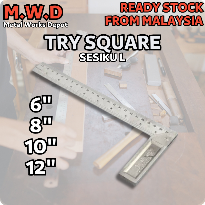 Steel carpenter Square Scale Ruler Tool / TRY SQUARE / PEMBARIS BESI L ...