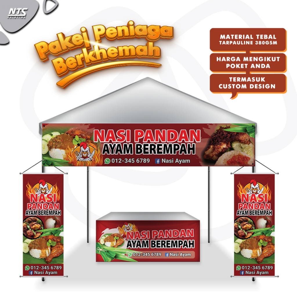 🌺CUSTOM🌺 SET BANNER BUNTING PENIAGA KHEMAH / BAZAAR / GERAI / KEDAI ...