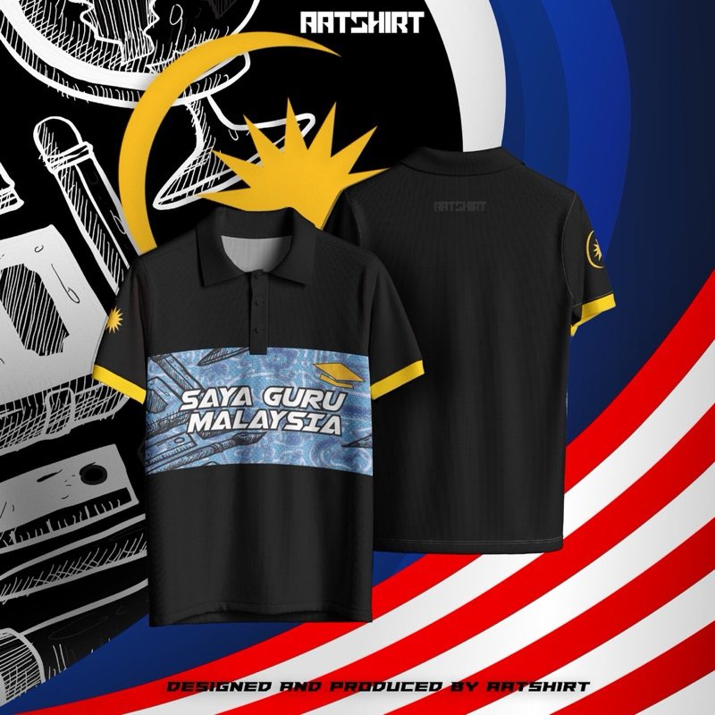 BAJU POLO SHIRT GURU TEMA MERDEKA MALAYSIA 2024 BLACK HITAM LELAKI ...