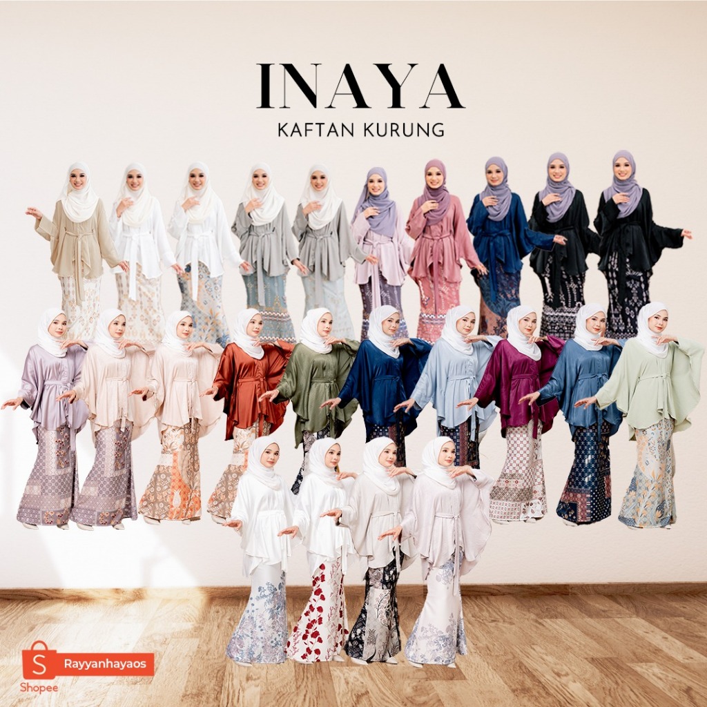 PROMO Rayyan Haya' Inaya Kaftan Kurung Satin Flowy XS-3XL Comfy ...
