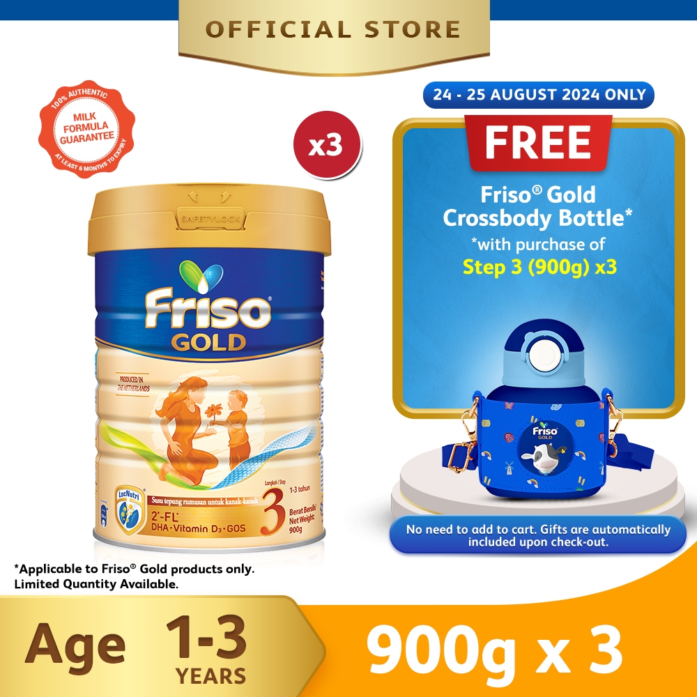 [25.8] Friso Gold Step 3 Milk Formula - 900g x 3 [FREE Friso Gold ...