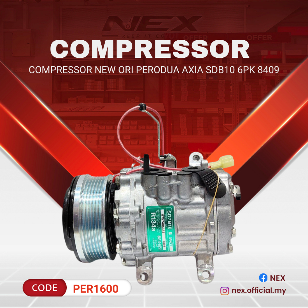 COMPRESSOR NEW ORI PERODUA AXIA SD7B10 6PK 8409 SANDEN | Shopee Malaysia