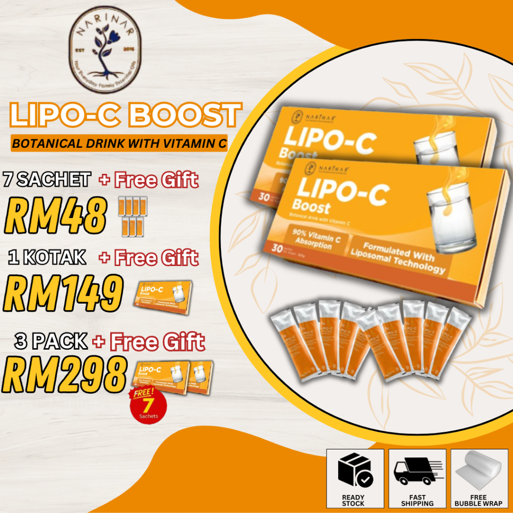 [READY STOCK] NARINAR LIPO C BOOST BOTANICAL VITAMIN C LIPOSOMAL TECHNOLOGY (30 SACHETS ...