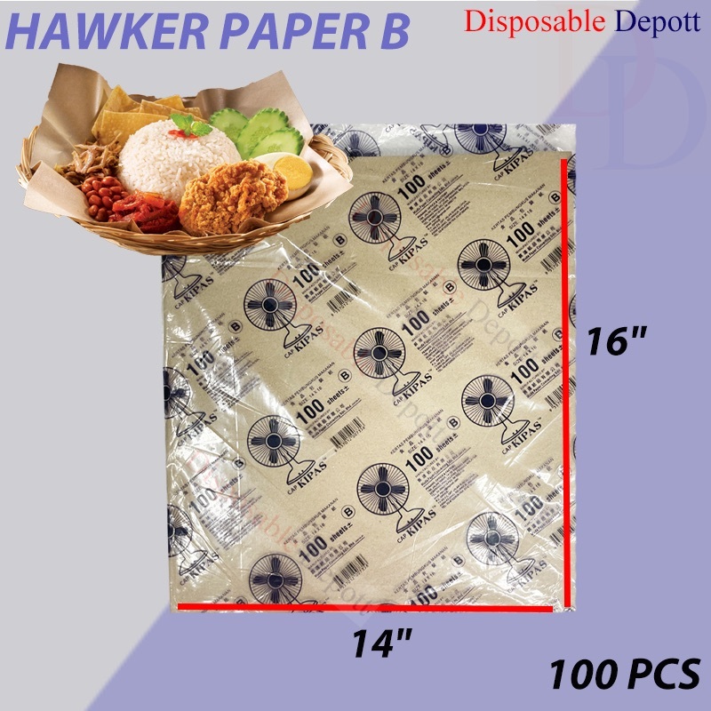 Cap Kipas B Kertas Pembungkusan Makanan [100pcs±] Kertas Nasi Lemak ...