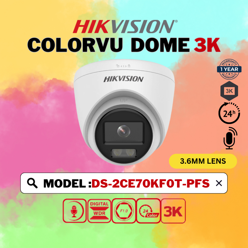 HIKVISION CCTV (Global #1 CCTV) 3K ColorVu Audio Analog Full HD Indoor ...