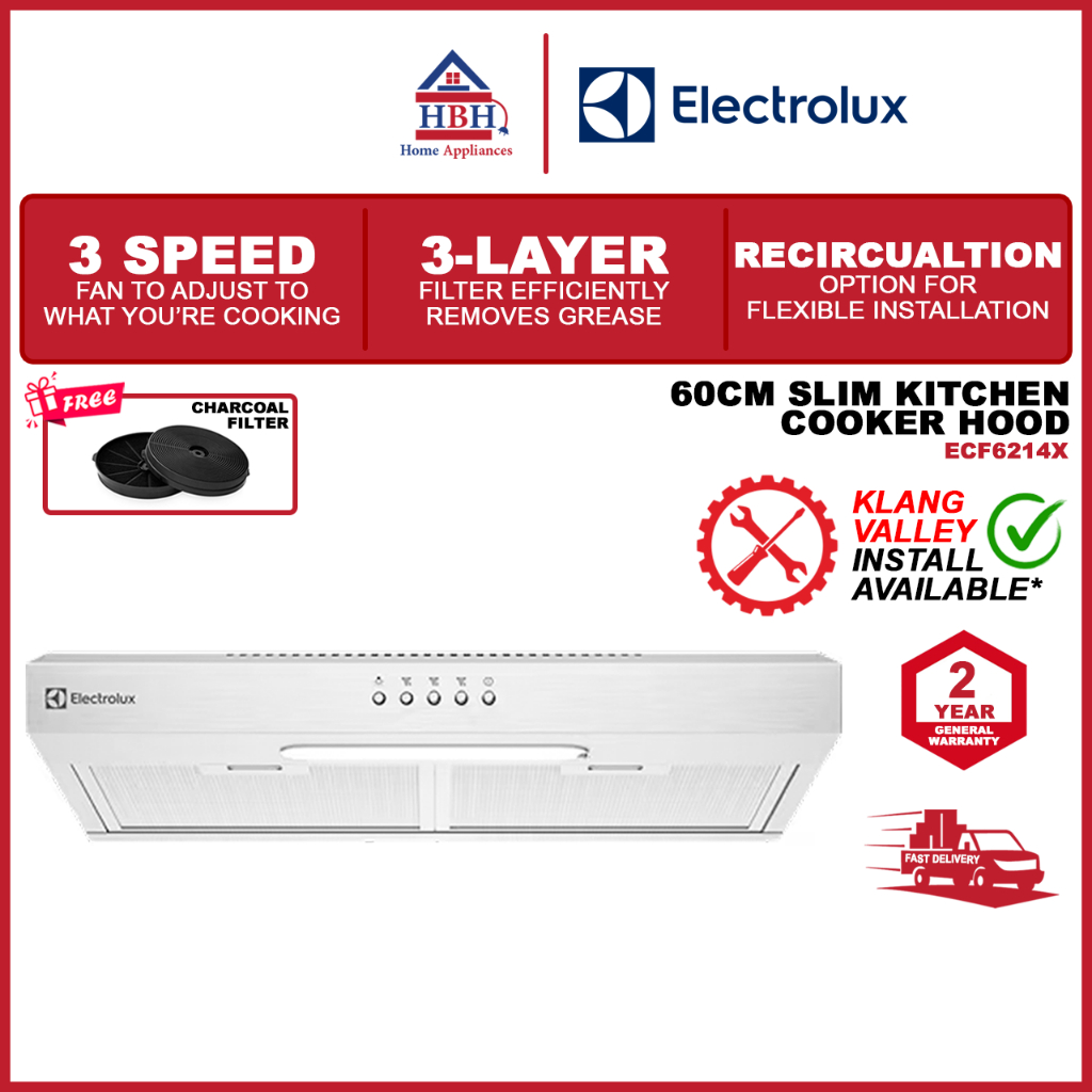 [RM99 Install] Electrolux 60cm ECF6214X 600m3/hrs 3 Speed UltimateTaste ...