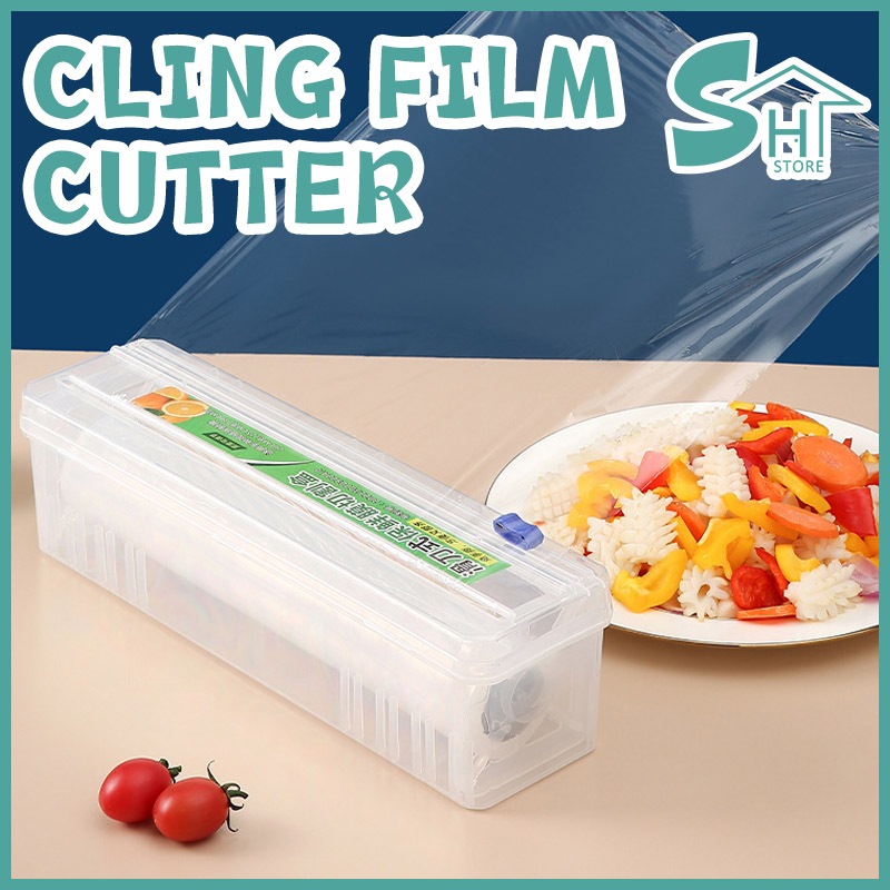 Household Food Wrap Cling Film Plastic Wrap Slide Cutter Box Kotak ...