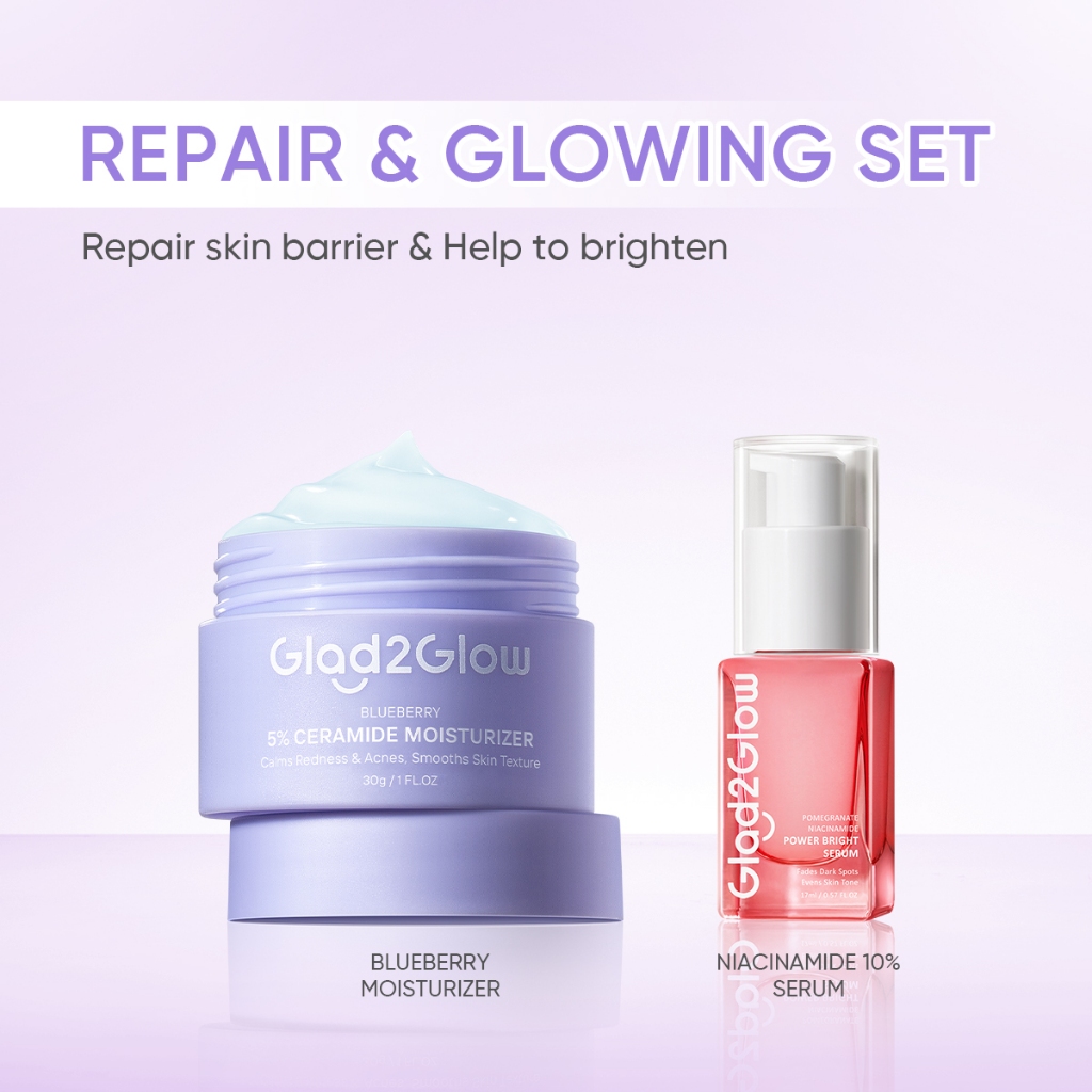 Glad2Glow 2 In 1 Basic Skincare Set Brightening Glowing/Repair/Anti ...