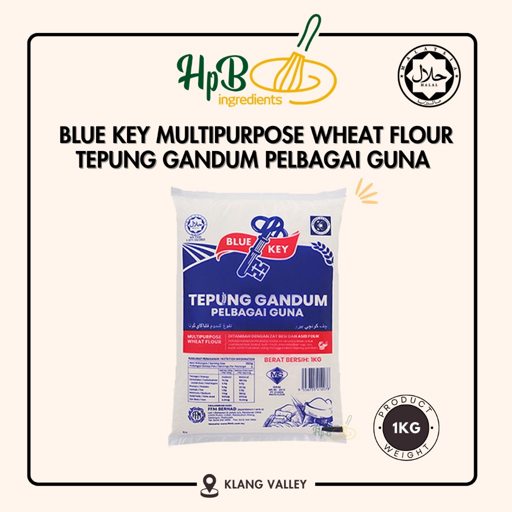 BLUEKEY Multipurpose Wheat Flour / Tepung Gandum Pelbagai Guna 1kg ...