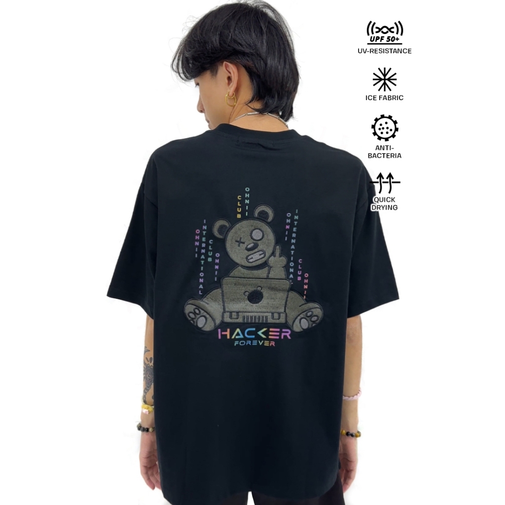 OVERSIZED HACKER PROGRAMMER RAINBOW BEAR COTTON JERSEY TSHIRT (Copy ...